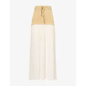 AYA MUSE Asha Sheer-panel Cotton Maxi Skirt - Honey