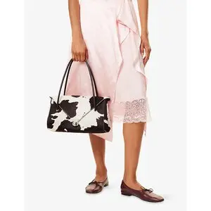 Marni Cow Print Pony Hair And Leather Shoulder Bag - Brown