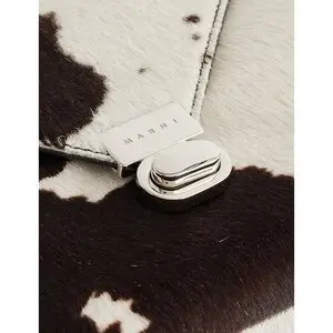 Marni Cow Print Pony Hair And Leather Shoulder Bag - Brown