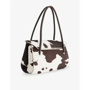 Marni Cow Print Pony Hair And Leather Shoulder Bag - Brown