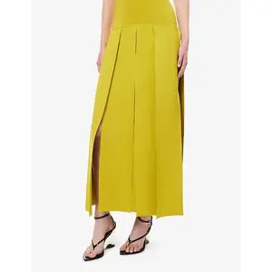 Alaïa Cut-out Pleated Stretch-knit Maxi Dress