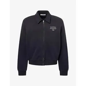 Acne Studios Logo-print Zip-up Cotton-blend Sweatshirt - Faded Black