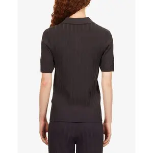 SPORTY & RICH Logo-embroidered Ribbed-knit Polo Shirt