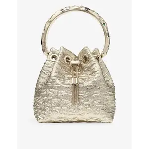 JIMMY CHOO Bon Bon Textured Metallic Woven Bucket Bag - Gold/multi/gold