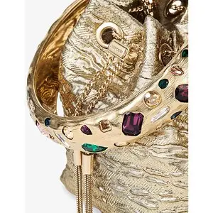 JIMMY CHOO Bon Bon Textured Metallic Woven Bucket Bag