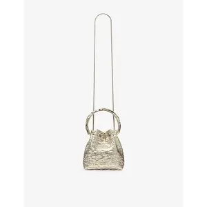 JIMMY CHOO Bon Bon Textured Metallic Woven Bucket Bag