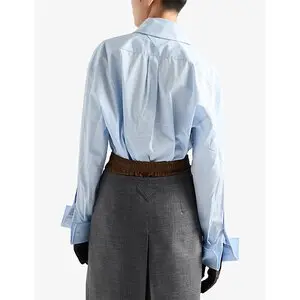 Prada Embroidered Logo Cotton Poplin Shirt