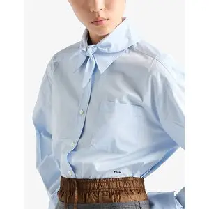 Prada Embroidered Logo Cotton Poplin Shirt
