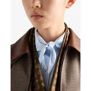 Prada Embroidered Logo Cotton Poplin Shirt