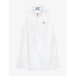 Prada Zip-up Cotton Mini Dress - White