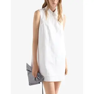 Prada Branded Zip-up Cotton Mini Dress