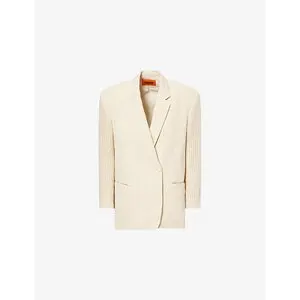 REBIRTH Oversize Single-breasted Knitted Jacket - Natural