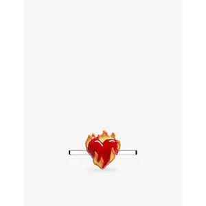 POUBEL Heart On Fire Whoop Sterling-silver And Enamel Charm - Red