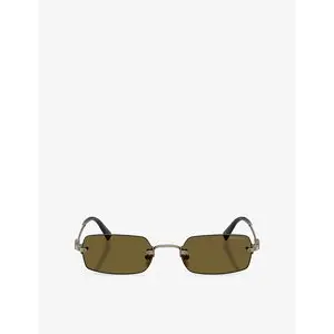 Miu Miu Rectangle Metal Sunglasses - Gold