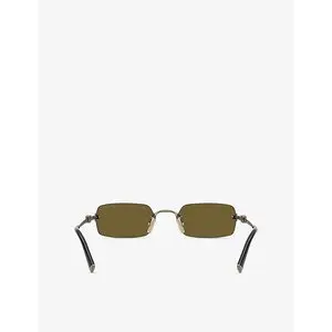 Miu Miu Rectangle Metal Sunglasses - Gold