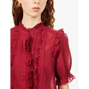 ME+EM Ruffle-trim Broderie Cotton Blouse