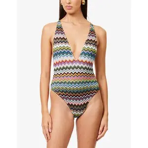 Missoni Chevron Plunge Knit Swimsuit