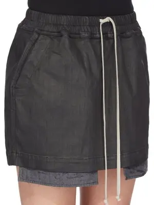 Rick Owens Matte Mini Skirt With Drawstring Waist
