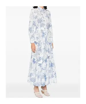 MC2 SAINT BARTH Long-sleeved Tiered Maxi Dress With Belted Waist