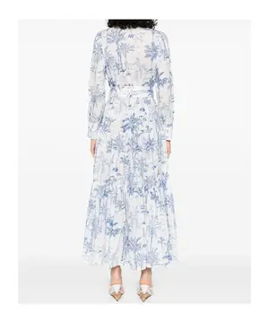MC2 SAINT BARTH Long-sleeved Tiered Maxi Dress With Belted Waist