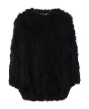 YVES SALOMON Single-breasted Feather Jacket - Black