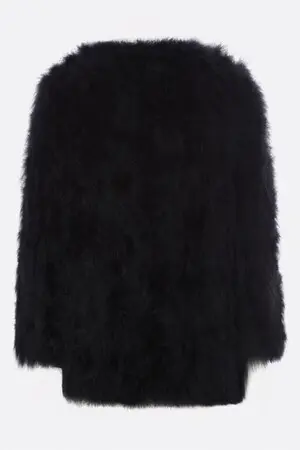 YVES SALOMON Single-breasted Feather Jacket - Black