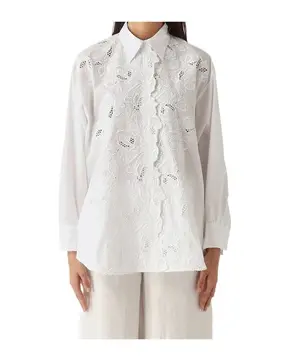 Ermanno Scervino Embroidered Scalloped Shirt - White