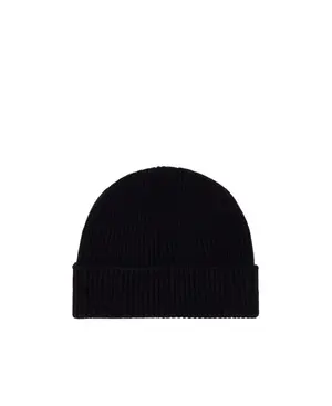 Giorgio Armani Ribbed Cashmere Beanie With Embossed Logo