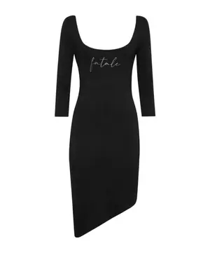 Philipp Plein Three-quarter Sleeve Asymmetric Hem Dress - Black