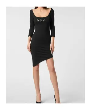 Philipp Plein Three-quarter Sleeve Asymmetric Hem Dress