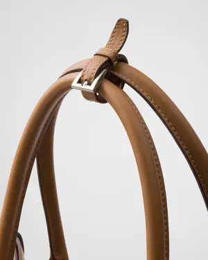 Prada Leather Handbag With Double Belt Detail - Brown