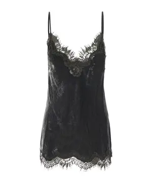 Gold Hawk Velvet Lace Trim Camisole - Grey