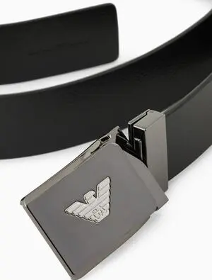 Emporio Armani Logo Plaque Buckle Belt