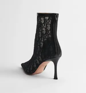 Dior Embroidered Mesh Ankle Boots With Oblique Pattern
