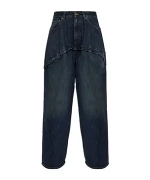 Loewe Layered Detail Wide-leg Jeans - Dark Blue