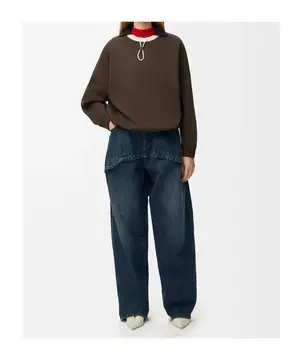 Loewe Layered Detail Wide-leg Jeans - Dark Blue