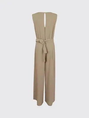 P.a.r.o.s.h Sleeveless Crepe Jumpsuit With Embellished Waistline - Nude