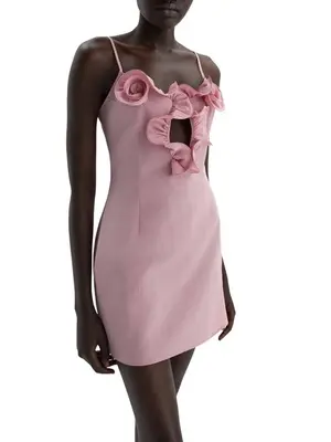 Magda Butrym Ruffled Mini Dress With Rose Appliqués - No