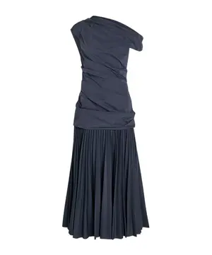 Simkhai Ammalie Gathered Cotton-blend Poplin Midi Dress - Blue