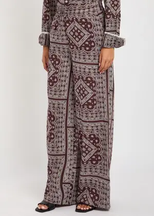 Veronica Beard Sylvester Printed Cotton-blend Trousers