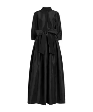 Simkhai Julip Belted Taffeta Maxi Shirt Dress - Black