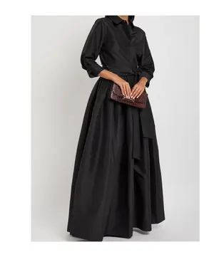 Simkhai Julip Belted Taffeta Maxi Shirt Dress