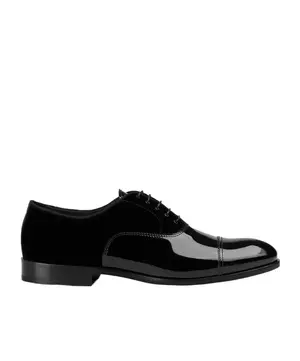 DOUCAL'S Patent Leather And Velvet Lace-up - Black