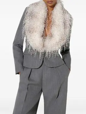 Elisabetta Franchi Wool Jacket With Fur-effect Collar