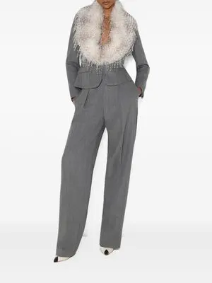 Elisabetta Franchi Wool Jacket With Fur-effect Collar