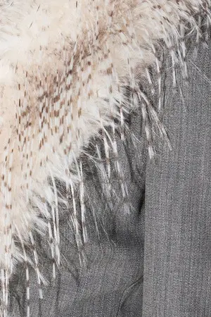 Elisabetta Franchi Wool Jacket With Fur-effect Collar - Taupe