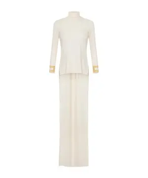 Elisabetta Franchi Long Sleeve Top With Gold Logo Detail