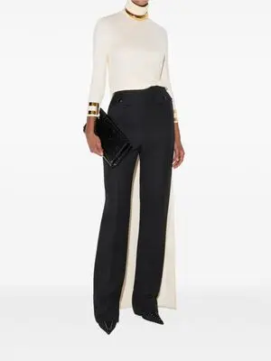 Elisabetta Franchi Long Sleeve Top With Gold Logo Detail