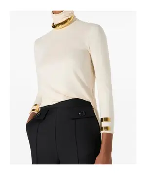 Elisabetta Franchi Long Sleeve Top With Gold Logo Detail