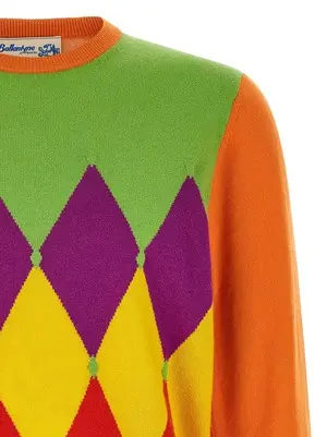 BALLANTYNE Classic Diamond Cashmere Sweater - Orange